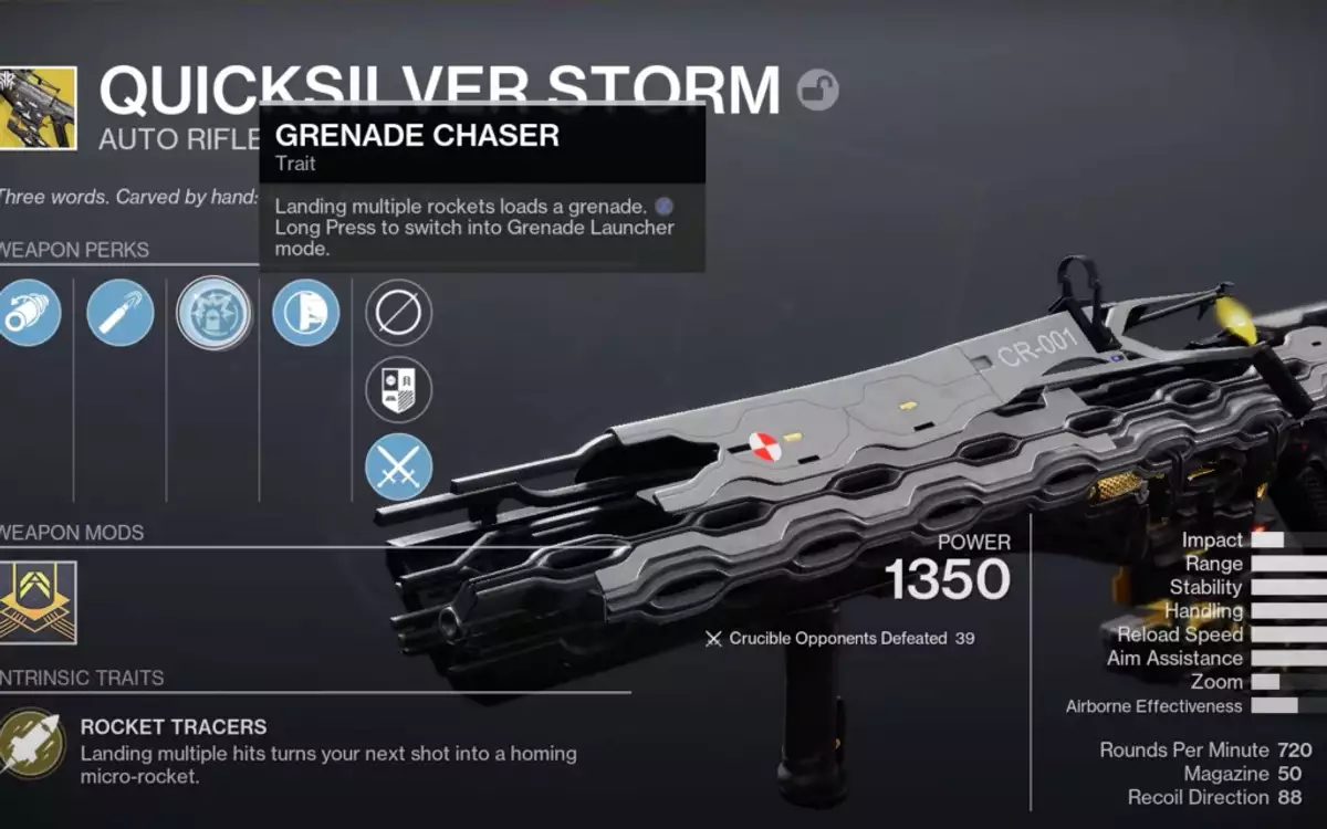 Destiny 2 Quicksilver Storm Exotisches Automatikgewehr – Statistiken ...